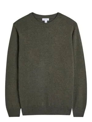 Sunspel Cashmere Crew-neck Jumper - Khaki