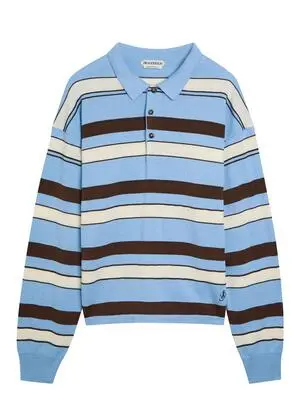 JW Anderson Striped Knit Polo Shirt - Blue