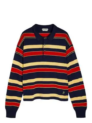 JW Anderson Striped Knit Polo Shirt - Navy