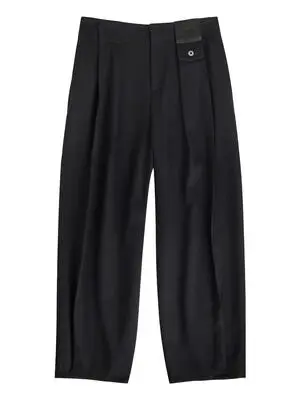 Loewe Logo-appliquéd Barrel-leg Wool Trousers - Navy