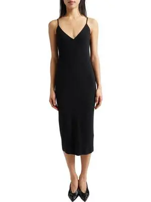 JIL SANDER Rib Virgin Wool Slipdress - Black