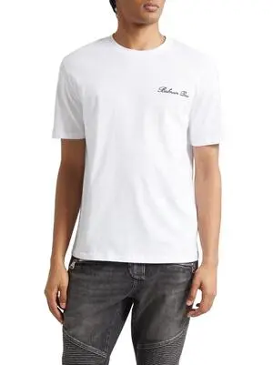 Balmain Paris Signature Embroidered T-shirt - Gab Black/white