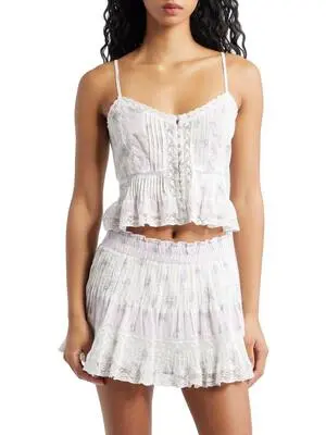 LoveShackFancy Aleni Lace Peplum Camisole - Lilac Vanilla