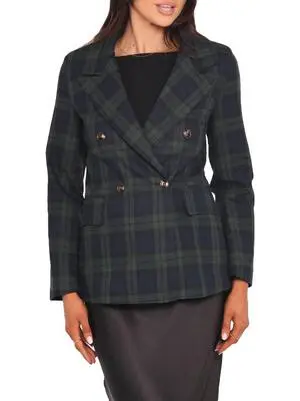 PETAL & PUP Juliette Plaid Double Breasted Blazer - Green Plaid