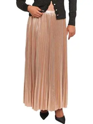 PETAL & PUP Bethy Pleated Maxi Skirt - Gold