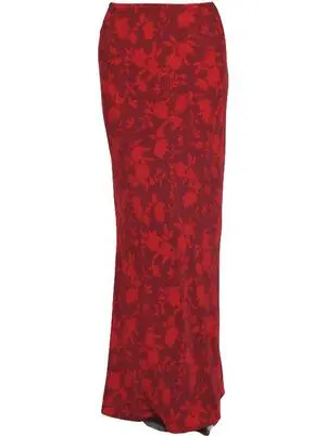 PETAL & PUP Velman Floral Print Maxi Skirt - Burgundy Floral