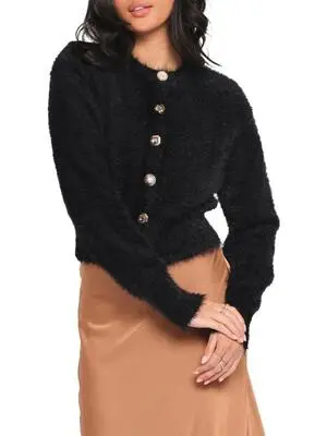 PETAL & PUP Eyelash Knit Cardigan - Black