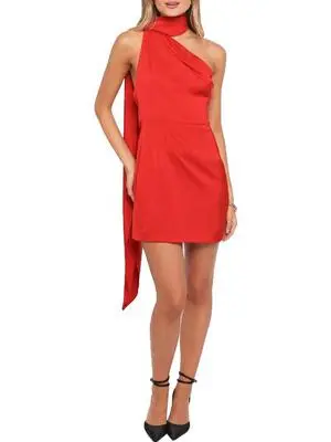 PETAL & PUP Erina One-shoulder Scarf Tie Minidress - Red