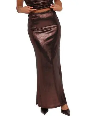 PETAL & PUP Metallic Maxi Skirt - Bronze
