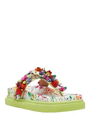 Betsey Johnson Kammeron Platform Flip-flop - Natural Floral Multi