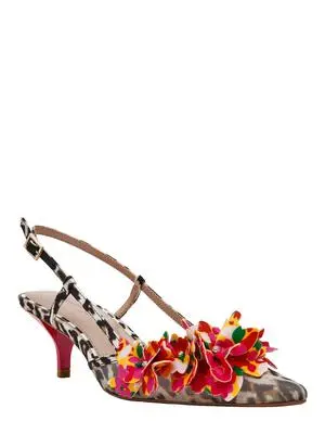 Betsey Johnson Baylee Pointed Toe Slingback Pump - Leopard Multi