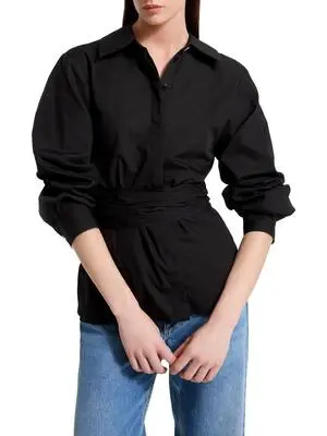MARCELLA Ellory Ruched Sleeve Woven Shirt - Black