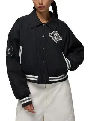 JORDAN Brooklyn Varsity Coach's Jacket - Black/black/iron Grey