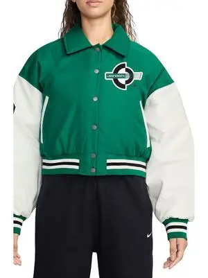 JORDAN Brooklyn Varsity Coach's Jacket - Malachite/sail/black