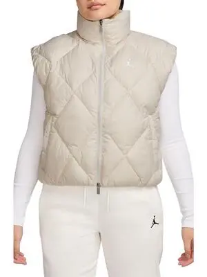 JORDAN Therma-fit Quilted Puffer Vest - Light Ore Wood Brown/white
