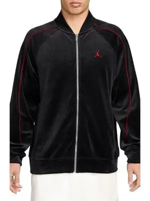 JORDAN Jumpman Embroidered Velour Track Jacket - Black/gym Red