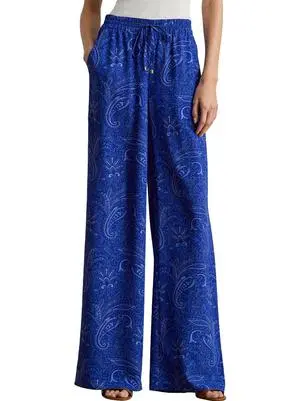 Ralph Lauren Floral Print Wide Leg Pants - Blue/multi