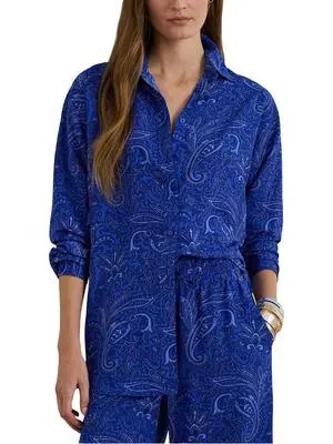 RALPH LAUREN Paisley Print Crêpe De Chine Button-Up Shirt