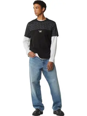 Mcm Monogram Print T-shirt In Organic Cotton - Black