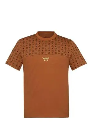 Mcm Monogram Print T-shirt In Organic Cotton - Cognac