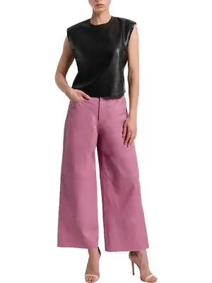 AS By DF Ruby Leather Wide Leg Jeans - Mauve