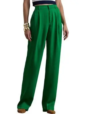Ralph Lauren Luxe Twill Pleated Pants - Stem Green