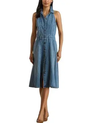 RALPH LAUREN Caluna Denim Button-Front Midi Dress