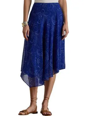 Ralph Lauren Paisley High-low Midi Skirt - Blue/multi