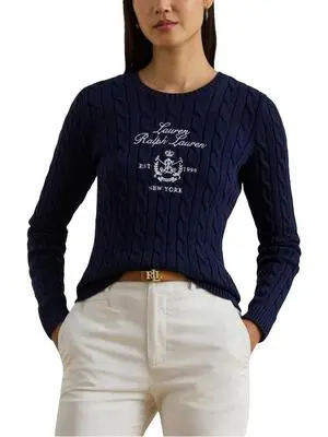 Ralph Lauren Cable-knit Crewneck Sweater - Refined Navy Blue
