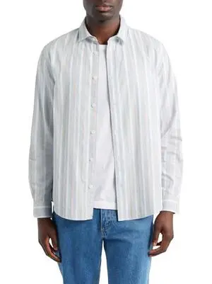 WAX LONDON Shelly Stripe Cotton Poplin Button-up Shirt - Light Blue