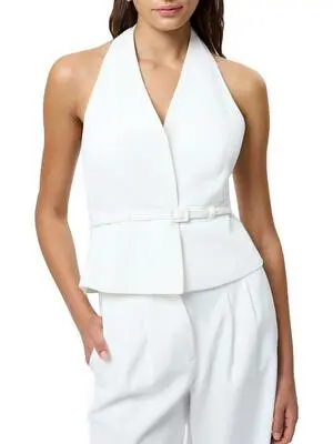 French Connection Harry Belted Suiting Halter Top - Summer White