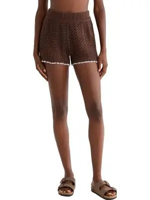 Elan Open Knit Shorts - Brown