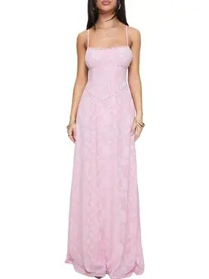 Princess Polly Floral Burnout Maxi Dress - Pink