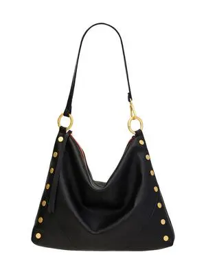 HAMMITT Kyle Large Leather Shoulder Bag - Black/brushed Gold Red Zip