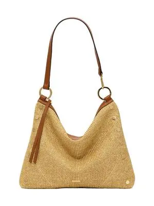 HAMMITT Large Shoulder Bag - Cocoa Raffia/gold