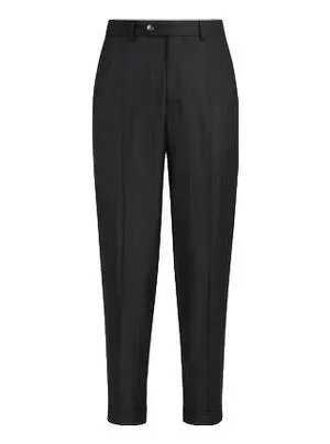 Brunello Cucinelli Chalk Stripe Virgin Wool Trousers - Black