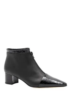 AMALFI BY RANGONI Petronio Pointed Cap Toe Bootie - Black Parmsoft Black Coretta