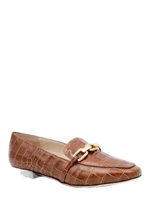 AMALFI BY RANGONI Gentile Croc-embossed Leather Bit Loafer - Bruciato Cocco Bengla Gold