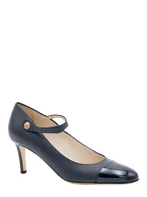 AMALFI BY RANGONI Lilli Ankle Strap Cap Toe Pump - Blue Pavone Parm Night Vernice
