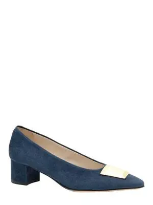 AMALFI BY RANGONI Piramide Pointed Toe Pump Navy Cashmere Gold Ornament