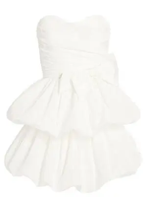 Jenny Packham Elaine Bow Tiered Mini Dress - Ivory