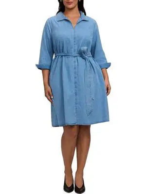 Foxcroft Agnes Tie-waist Denim Dress - Bleach Wash
