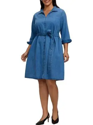 Foxcroft Agnes Tie-waist Denim Dress - Medium Wash