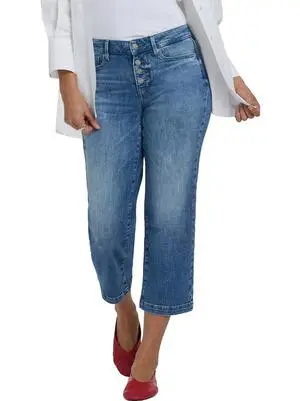 NYDJ Piper Button Fly Crop Straight Leg Jeans - Washed Crystal