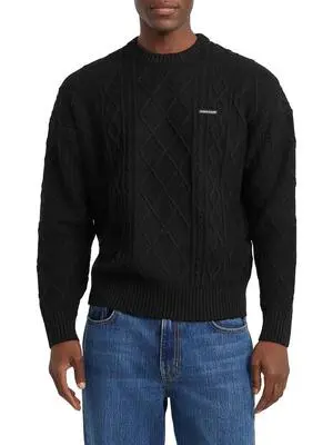 Guess Organic Cotton Blend Cable Knit Sweater - Black