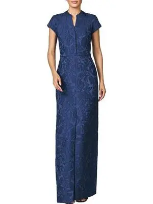 Sachin & Babi Lynn Floral Cloque Gown - Midnight