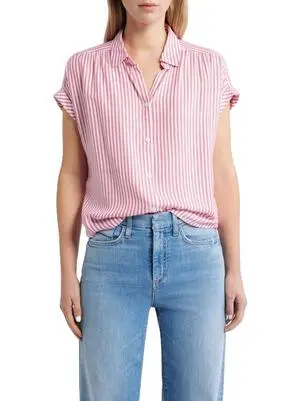 BEACHLUNCHLOUNGE Daria Stripe Button-up Shirt - Watermelon