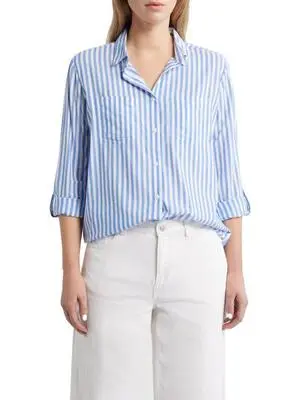 BEACHLUNCHLOUNGE Annalisa Stripe Shirt - Blue Iguana