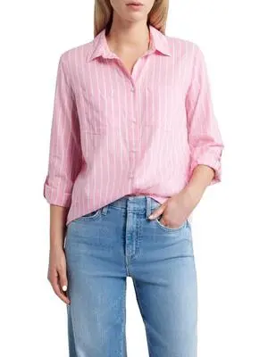 BEACHLUNCHLOUNGE Annalisa Stripe Shirt - Ultra Pink
