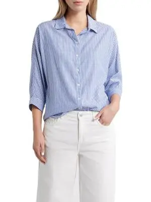 BEACHLUNCHLOUNGE Wells Stripe Shirt - Dell Blue